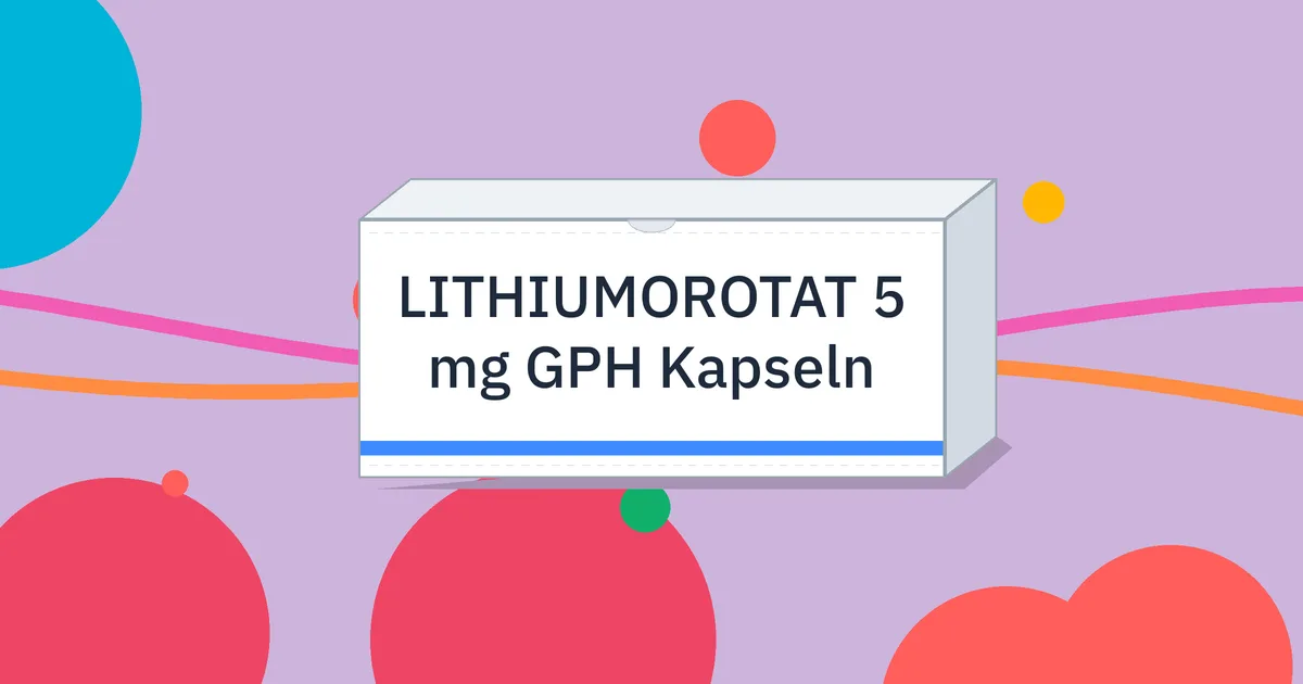 Symbolbild: Packung mit der Aufschrift LITHIUMOROTAT 5 mg GPH Kapseln (PZN 20124566) – Verfügbarkeit und Bezug in Apotheken in Frankfurt am Main