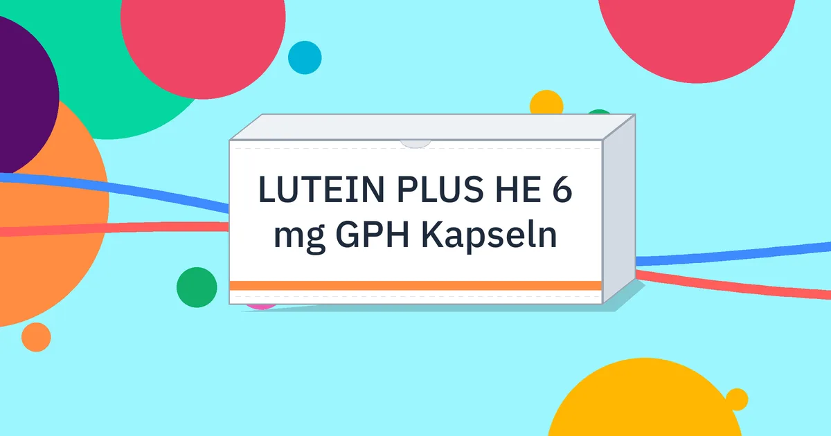 Symbolbild: Packung mit der Aufschrift LUTEIN PLUS HE 6 mg GPH Kapseln (PZN 03167806) – Verfügbarkeit und Bezug in Apotheken in Frankfurt am Main