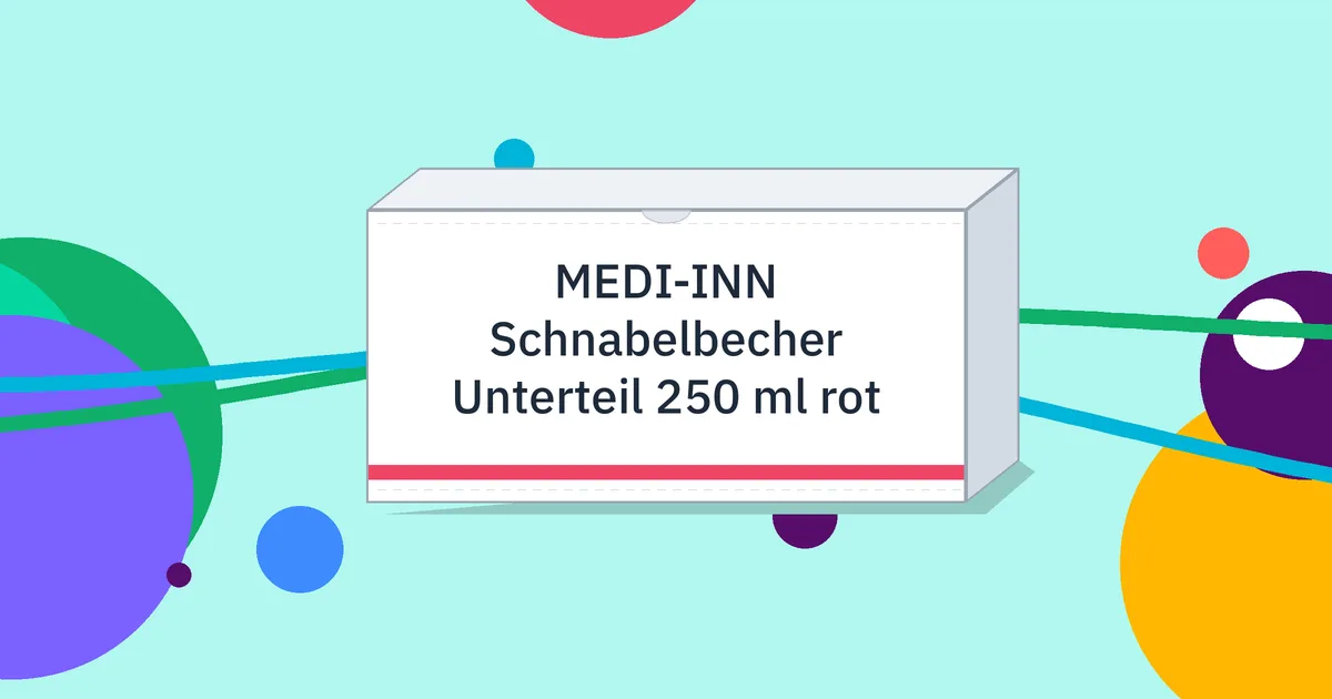 Symbolbild: Packung mit der Aufschrift MEDI-INN Schnabelbecher Unterteil 250 ml rot (PZN 08815150) – Verfügbarkeit und Bezug in Apotheken in Frankfurt am Main