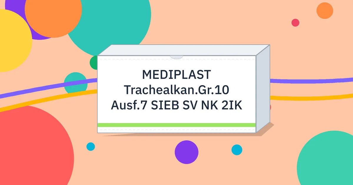 Symbolbild: Packung mit der Aufschrift MEDIPLAST Trachealkan.Gr.10 Ausf.7 SIEB SV NK 2IK (PZN 04527916) – Verfügbarkeit und Bezug in Apotheken in Frankfurt am Main