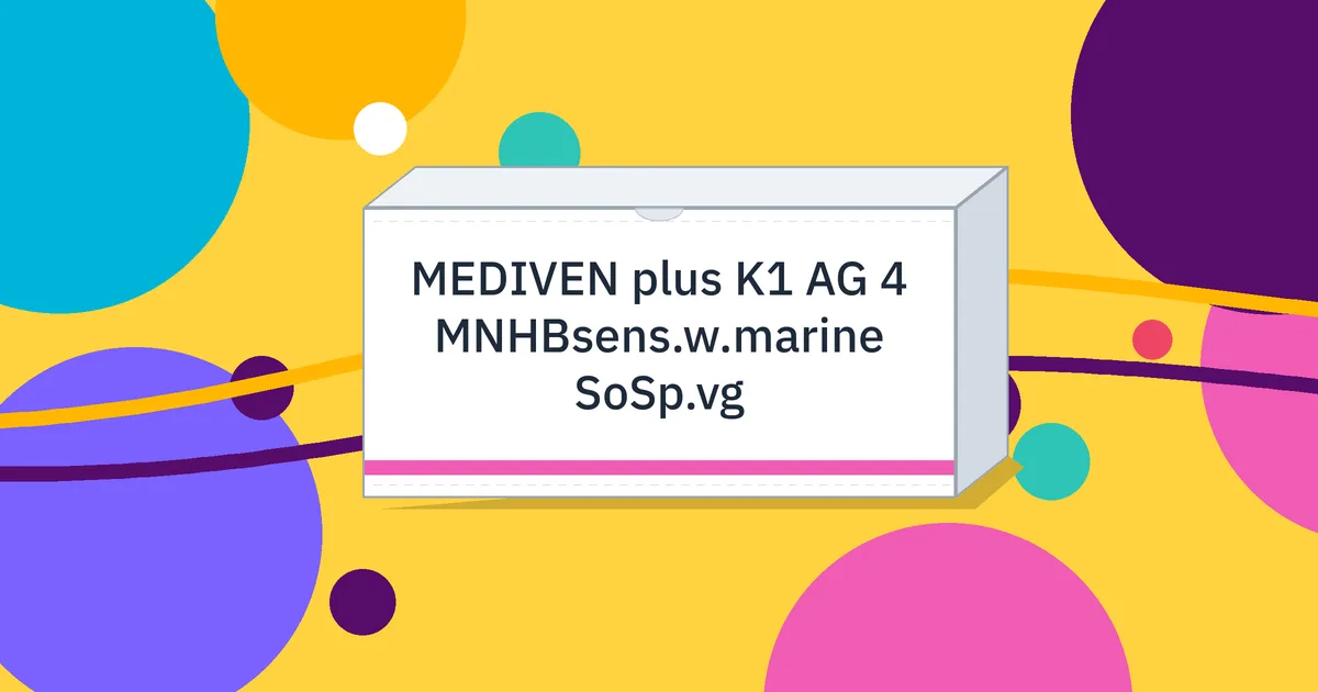 Symbolbild: Packung mit der Aufschrift MEDIVEN plus K1 AG 4 MNHBsens.w.marine SoSp.vg (PZN 15919329) – Verfügbarkeit und Bezug in Apotheken in Frankfurt am Main