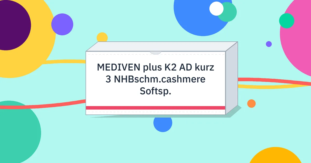 Symbolbild: Packung mit der Aufschrift MEDIVEN plus K2 AD kurz 3 NHBschm.cashmere Softsp. (PZN 15926341) – Verfügbarkeit und Bezug in Apotheken in Frankfurt am Main