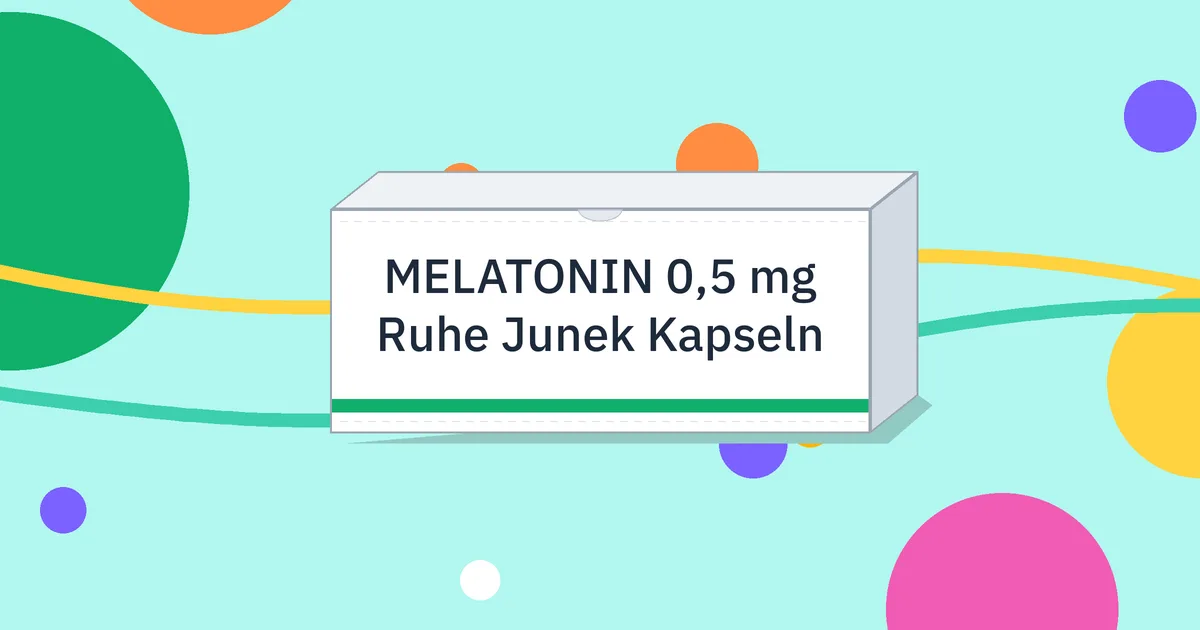 Symbolbild: Packung mit der Aufschrift MELATONIN 0,5 mg Ruhe Junek Kapseln (PZN 17899890) – Verfügbarkeit und Bezug in Apotheken in Frankfurt am Main