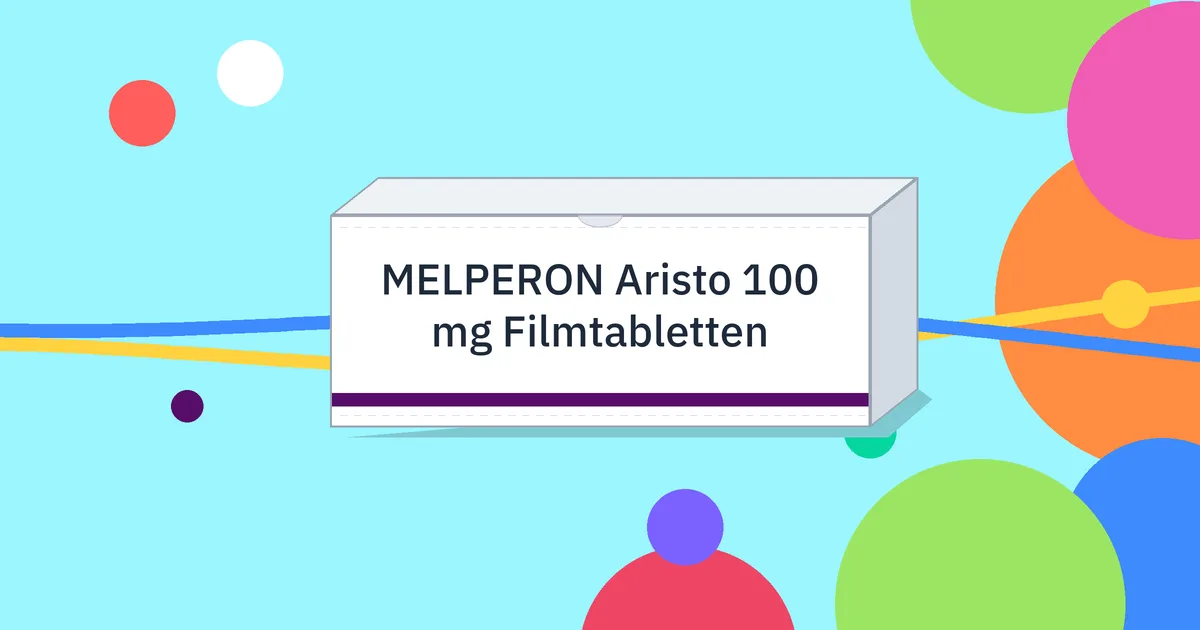 Symbolbild: Packung mit der Aufschrift MELPERON Aristo 100 mg Filmtabletten (PZN 09491407) – Verfügbarkeit und Bezug in Apotheken in Frankfurt am Main