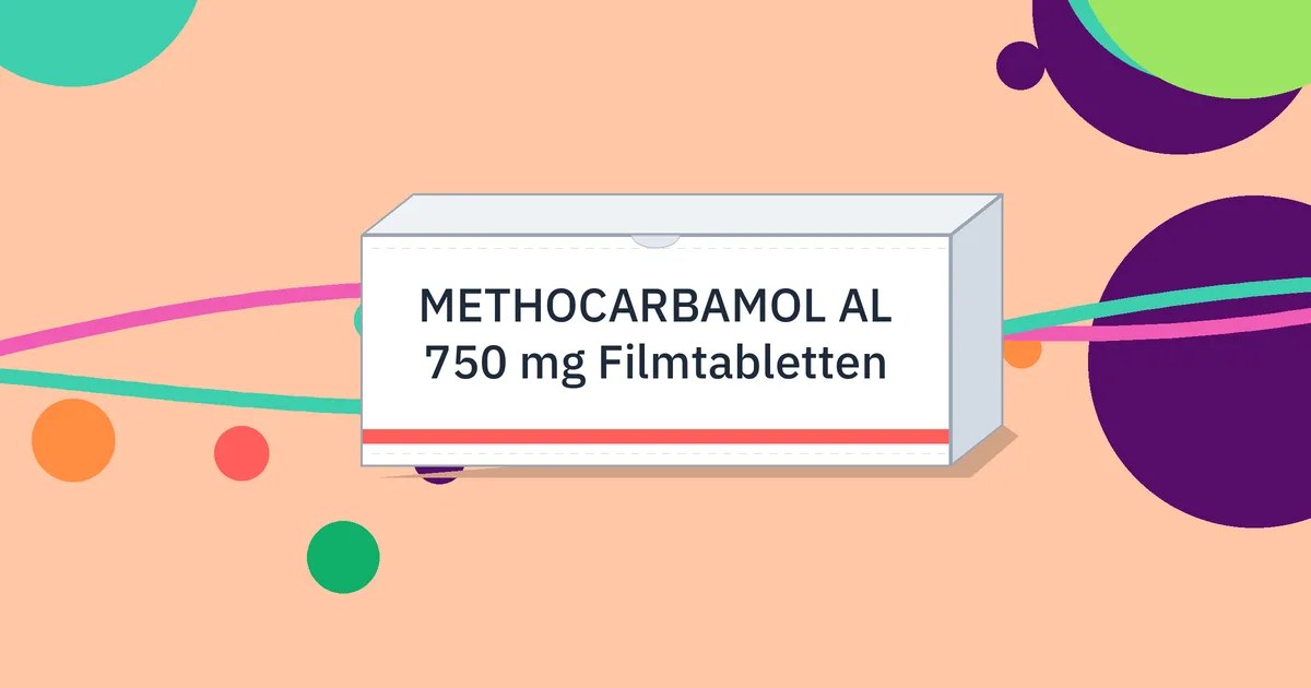 Symbolbild: Packung mit der Aufschrift METHOCARBAMOL AL 750 mg Filmtabletten (PZN 14043651) – Verfügbarkeit und Bezug in Apotheken in Frankfurt am Main