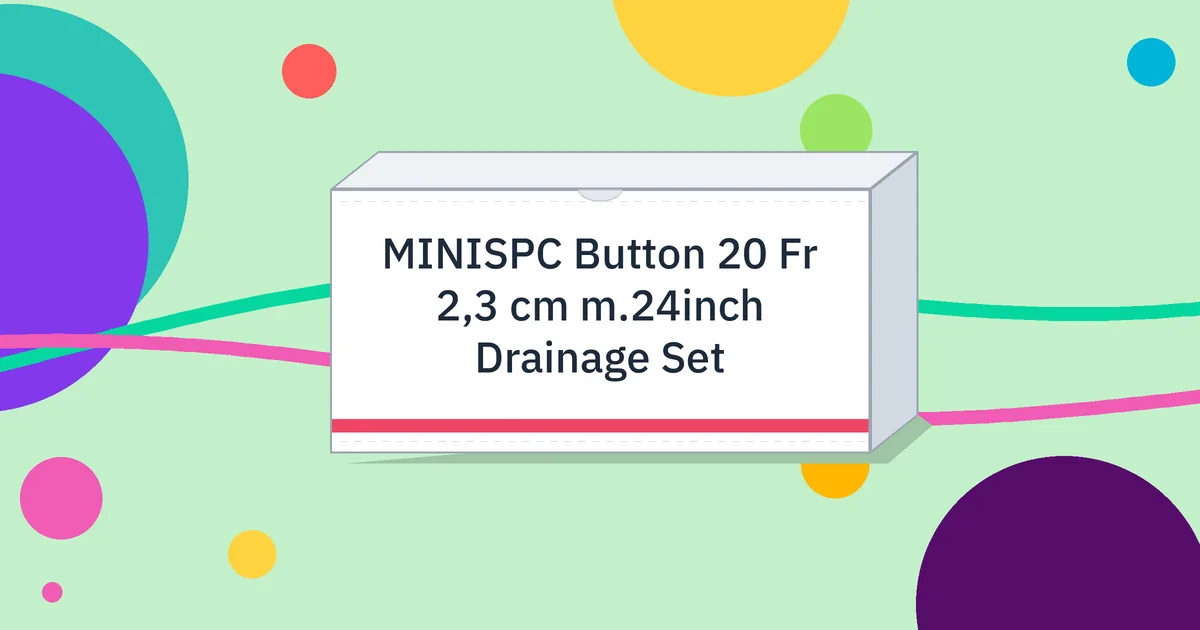 Symbolbild: Packung mit der Aufschrift MINISPC Button 20 Fr 2,3 cm m.24inch Drainage Set (PZN 20822336) – Verfügbarkeit und Bezug in Apotheken in Frankfurt am Main