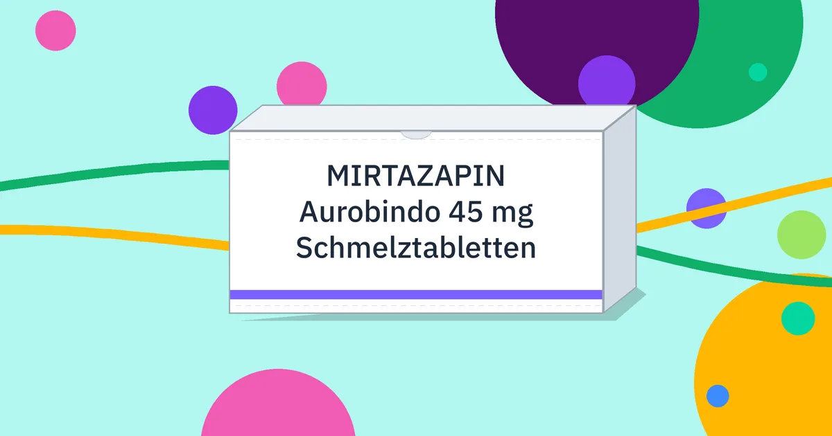 Symbolbild: Packung mit der Aufschrift MIRTAZAPIN Aurobindo 45 mg Schmelztabletten (PZN 05454214) – Verfügbarkeit und Bezug in Apotheken in Frankfurt am Main