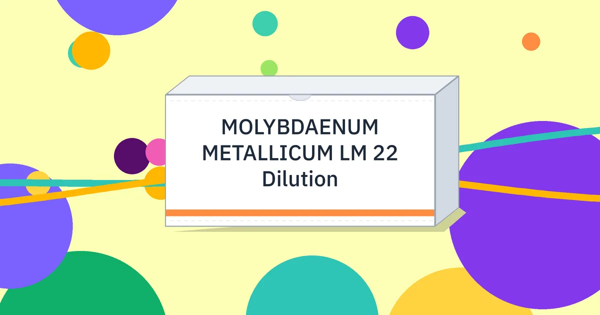 Symbolbild: Packung mit der Aufschrift MOLYBDAENUM METALLICUM LM 22 Dilution (PZN 13609926) – Verfügbarkeit und Bezug in Apotheken in Frankfurt am Main