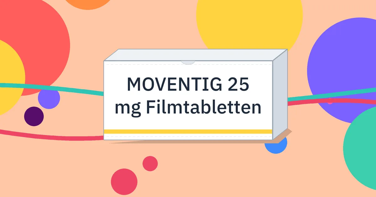 Symbolbild: Packung mit der Aufschrift MOVENTIG 25 mg Filmtabletten (PZN 12504852) – Verfügbarkeit und Bezug in Apotheken in Frankfurt am Main