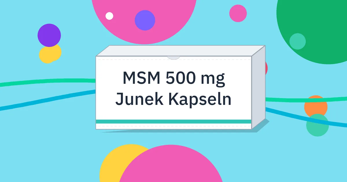 Symbolbild: Packung mit der Aufschrift MSM 500 mg Junek Kapseln (PZN 10051843) – Verfügbarkeit und Bezug in Apotheken in Frankfurt am Main
