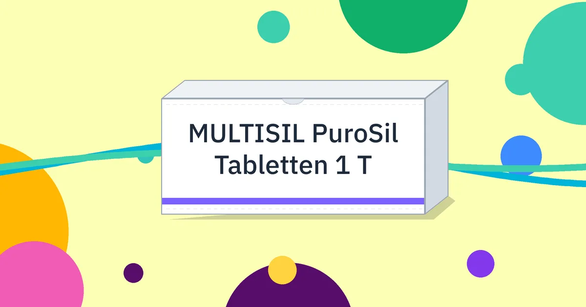 Symbolbild: Packung mit der Aufschrift MULTISIL PuroSil Tabletten 1 T (PZN 15396972) – Verfügbarkeit und Bezug in Apotheken in Frankfurt am Main