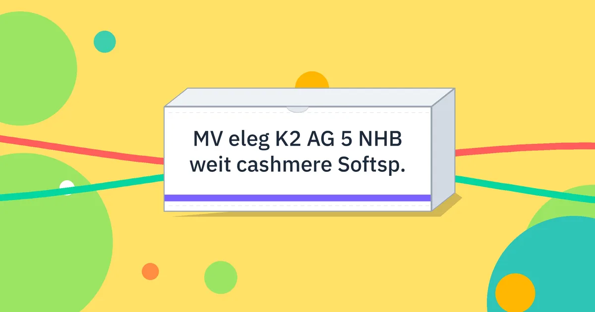 Symbolbild: Packung mit der Aufschrift MV eleg K2 AG 5 NHB weit cashmere Softsp. (PZN 15728397) – Verfügbarkeit und Bezug in Apotheken in Frankfurt am Main