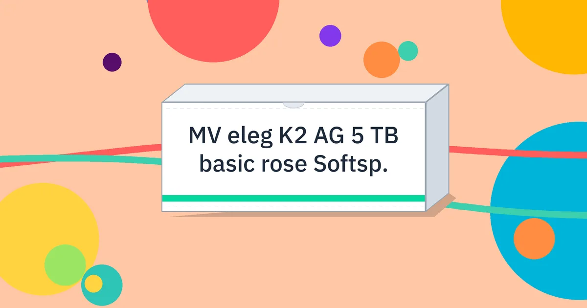 Symbolbild: Packung mit der Aufschrift MV eleg K2 AG 5 TB basic rose Softsp. (PZN 14700882) – Verfügbarkeit und Bezug in Apotheken in Frankfurt am Main