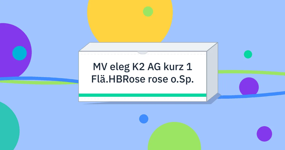 Symbolbild: Packung mit der Aufschrift MV eleg K2 AG kurz 1 Flä.HBRose rose o.Sp. (PZN 15703836) – Verfügbarkeit und Bezug in Apotheken in Frankfurt am Main