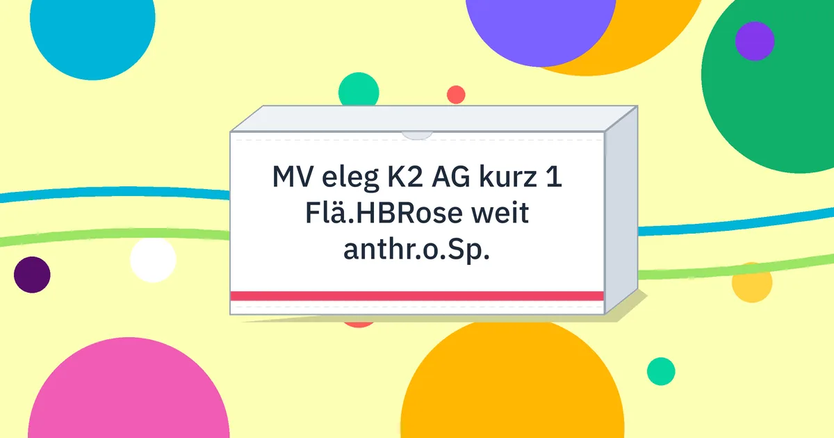 Symbolbild: Packung mit der Aufschrift MV eleg K2 AG kurz 1 Flä.HBRose weit anthr.o.Sp. (PZN 15705338) – Verfügbarkeit und Bezug in Apotheken in Frankfurt am Main