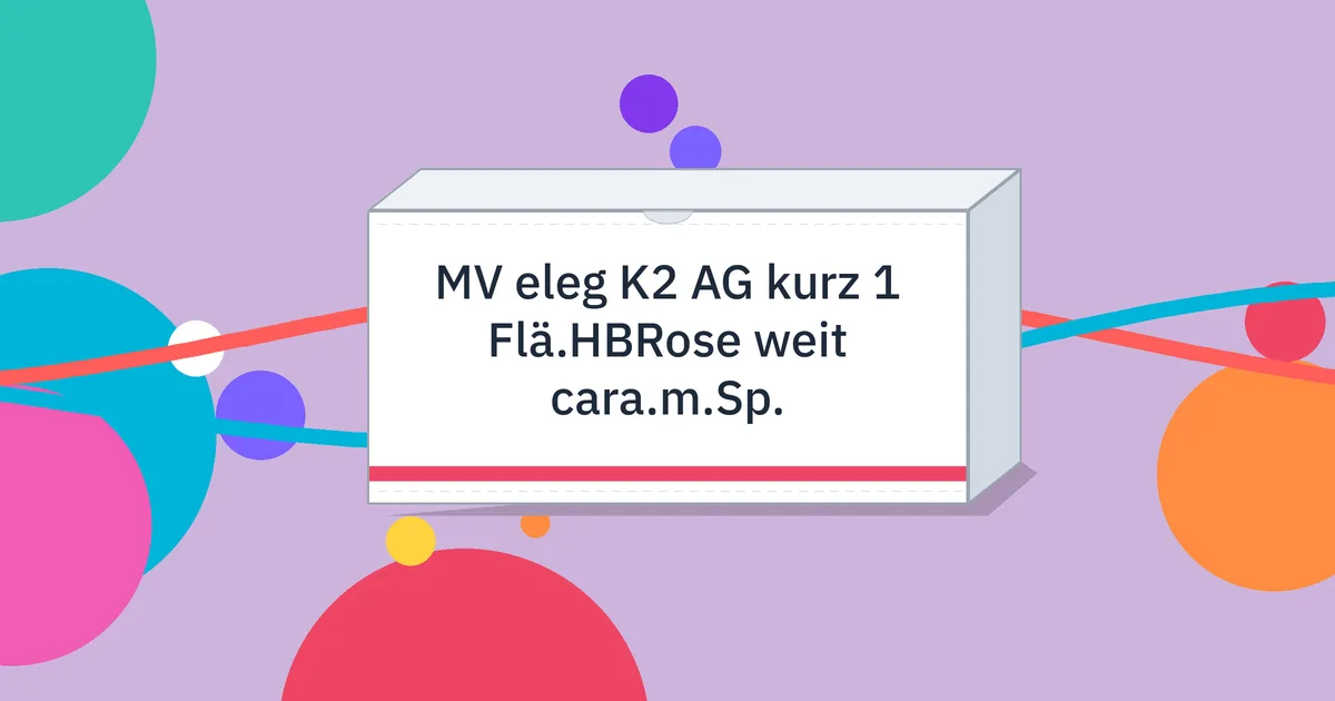 Symbolbild: Packung mit der Aufschrift MV eleg K2 AG kurz 1 Flä.HBRose weit cara.m.Sp. (PZN 15706680) – Verfügbarkeit und Bezug in Apotheken in Frankfurt am Main