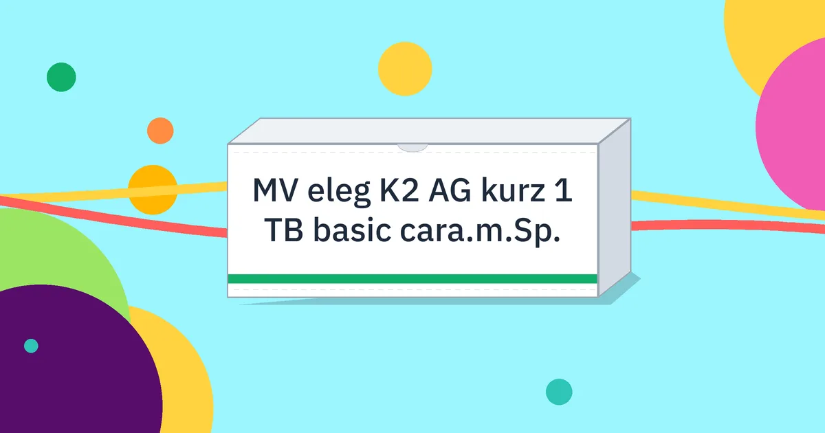 Symbolbild: Packung mit der Aufschrift MV eleg K2 AG kurz 1 TB basic cara.m.Sp. (PZN 00195498) – Verfügbarkeit und Bezug in Apotheken in Frankfurt am Main