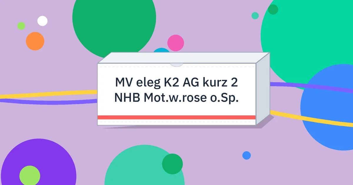 Symbolbild: Packung mit der Aufschrift MV eleg K2 AG kurz 2 NHB Mot.w.rose o.Sp. (PZN 15712373) – Verfügbarkeit und Bezug in Apotheken in Frankfurt am Main