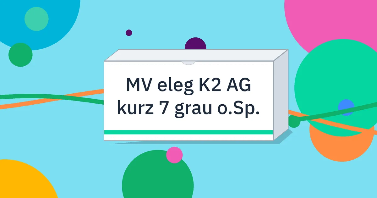 Symbolbild: Packung mit der Aufschrift MV eleg K2 AG kurz 7 grau o.Sp. (PZN 18924696) – Verfügbarkeit und Bezug in Apotheken in Frankfurt am Main