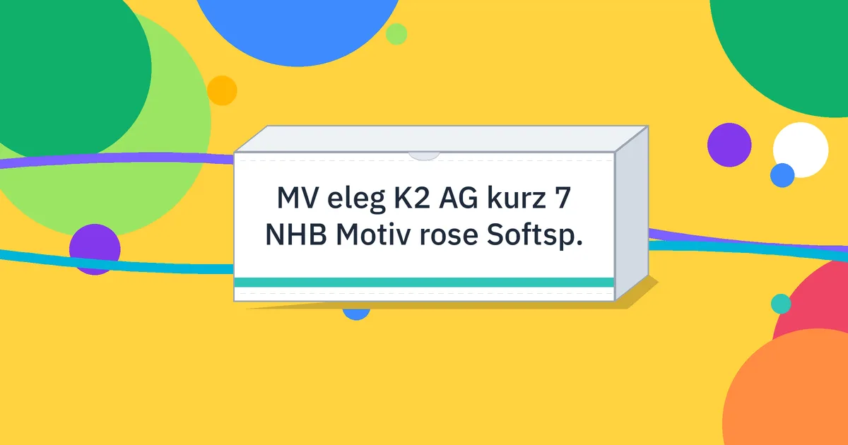 Symbolbild: Packung mit der Aufschrift MV eleg K2 AG kurz 7 NHB Motiv rose Softsp. (PZN 15707975) – Verfügbarkeit und Bezug in Apotheken in Frankfurt am Main