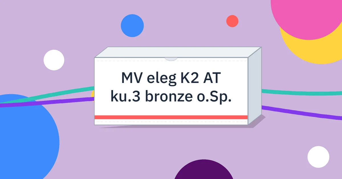 Symbolbild: Packung mit der Aufschrift MV eleg K2 AT ku.3 bronze o.Sp. (PZN 15286999) – Verfügbarkeit und Bezug in Apotheken in Frankfurt am Main