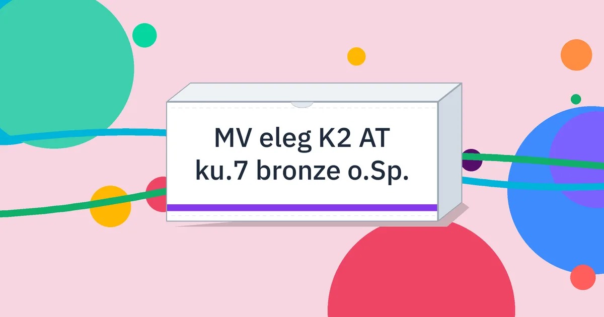 Symbolbild: Packung mit der Aufschrift MV eleg K2 AT ku.7 bronze o.Sp. (PZN 15287059) – Verfügbarkeit und Bezug in Apotheken in Frankfurt am Main