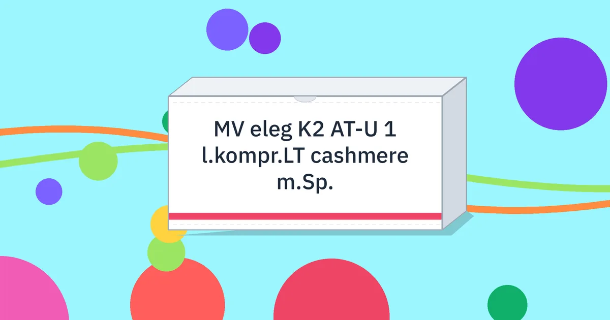 Symbolbild: Packung mit der Aufschrift MV eleg K2 AT-U 1 l.kompr.LT cashmere m.Sp. (PZN 15289549) – Verfügbarkeit und Bezug in Apotheken in Frankfurt am Main