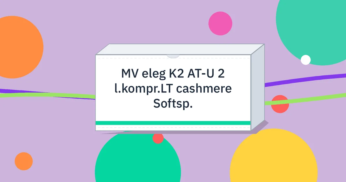 Symbolbild: Packung mit der Aufschrift MV eleg K2 AT-U 2 l.kompr.LT cashmere Softsp. (PZN 14664790) – Verfügbarkeit und Bezug in Apotheken in Frankfurt am Main