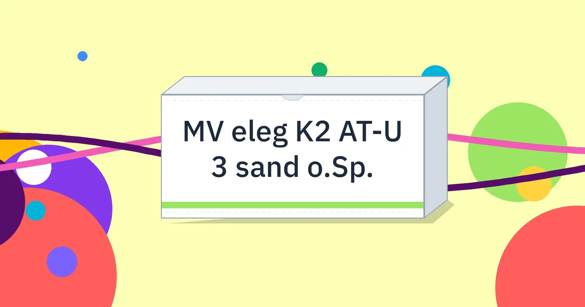 Symbolbild: Packung mit der Aufschrift MV eleg K2 AT-U 3 sand o.Sp. (PZN 18923478) – Verfügbarkeit und Bezug in Apotheken in Frankfurt am Main