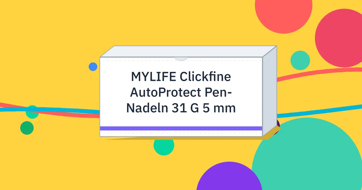 Symbolbild: Packung mit der Aufschrift MYLIFE Clickfine AutoProtect Pen-Nadeln 31 G 5 mm (PZN 13847175) – Verfügbarkeit und Bezug in Apotheken in Frankfurt am Main