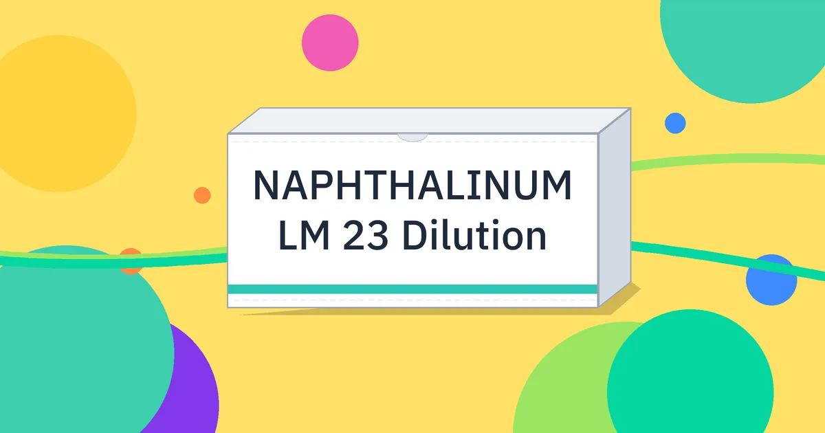 Symbolbild: Packung mit der Aufschrift NAPHTHALINUM LM 23 Dilution (PZN 12958582) – Verfügbarkeit und Bezug in Apotheken in Frankfurt am Main