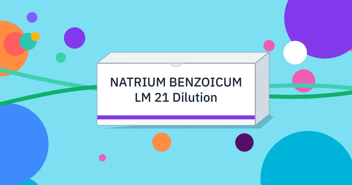 Symbolbild: Packung mit der Aufschrift NATRIUM BENZOICUM LM 21 Dilution (PZN 12959920) – Verfügbarkeit und Bezug in Apotheken in Frankfurt am Main