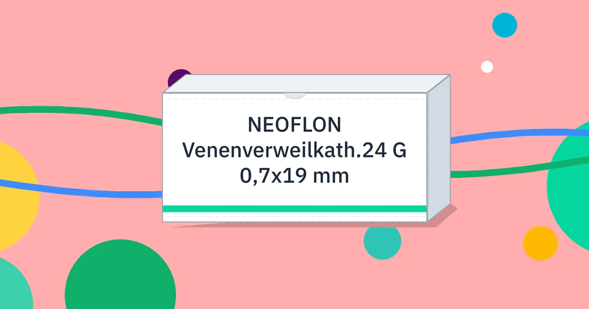 Symbolbild: Packung mit der Aufschrift NEOFLON Venenverweilkath.24 G 0,7x19 mm (PZN 15590349) – Verfügbarkeit und Bezug in Apotheken in Frankfurt am Main