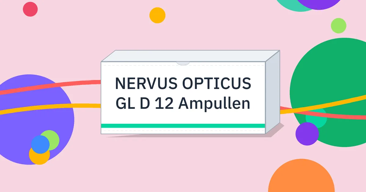 Symbolbild: Packung mit der Aufschrift NERVUS OPTICUS GL D 12 Ampullen (PZN 03355235) – Verfügbarkeit und Bezug in Apotheken in Frankfurt am Main