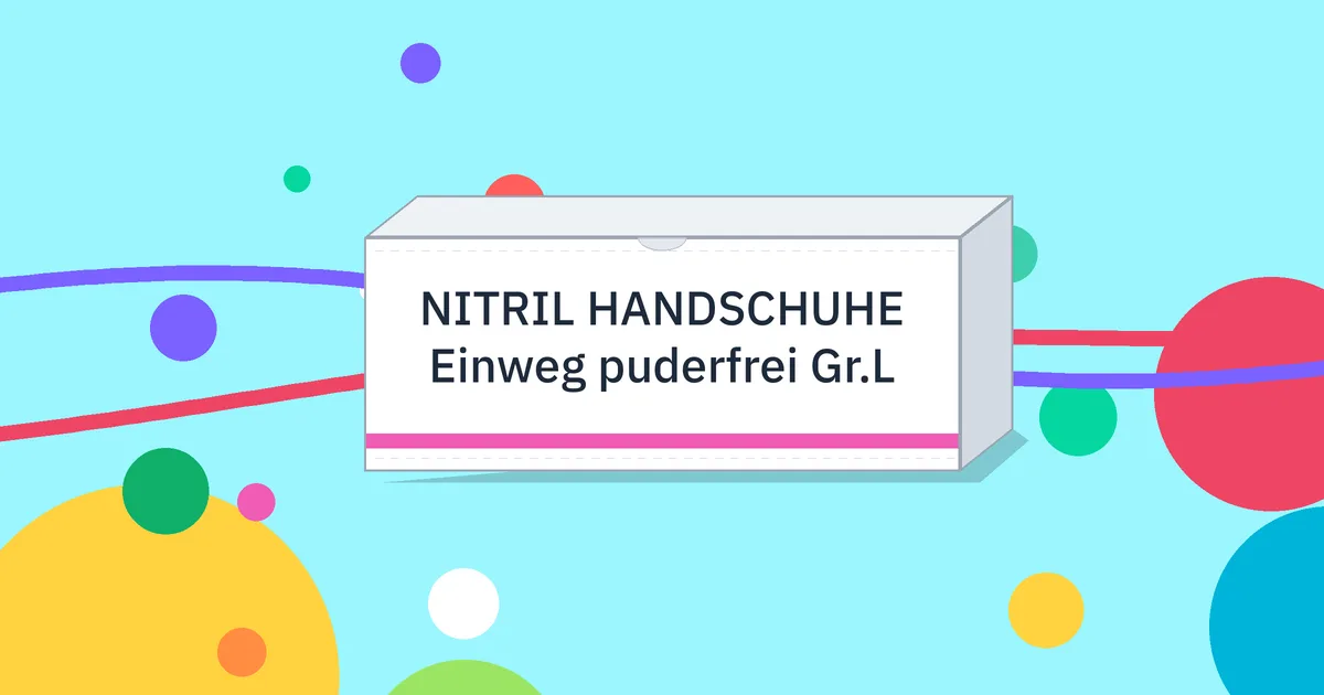 Symbolbild: Packung mit der Aufschrift NITRIL HANDSCHUHE Einweg puderfrei Gr.L (PZN 09083157) – Verfügbarkeit und Bezug in Apotheken in Frankfurt am Main