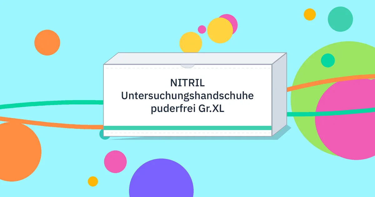 Symbolbild: Packung mit der Aufschrift NITRIL Untersuchungshandschuhe puderfrei Gr.XL (PZN 01304156) – Verfügbarkeit und Bezug in Apotheken in Frankfurt am Main