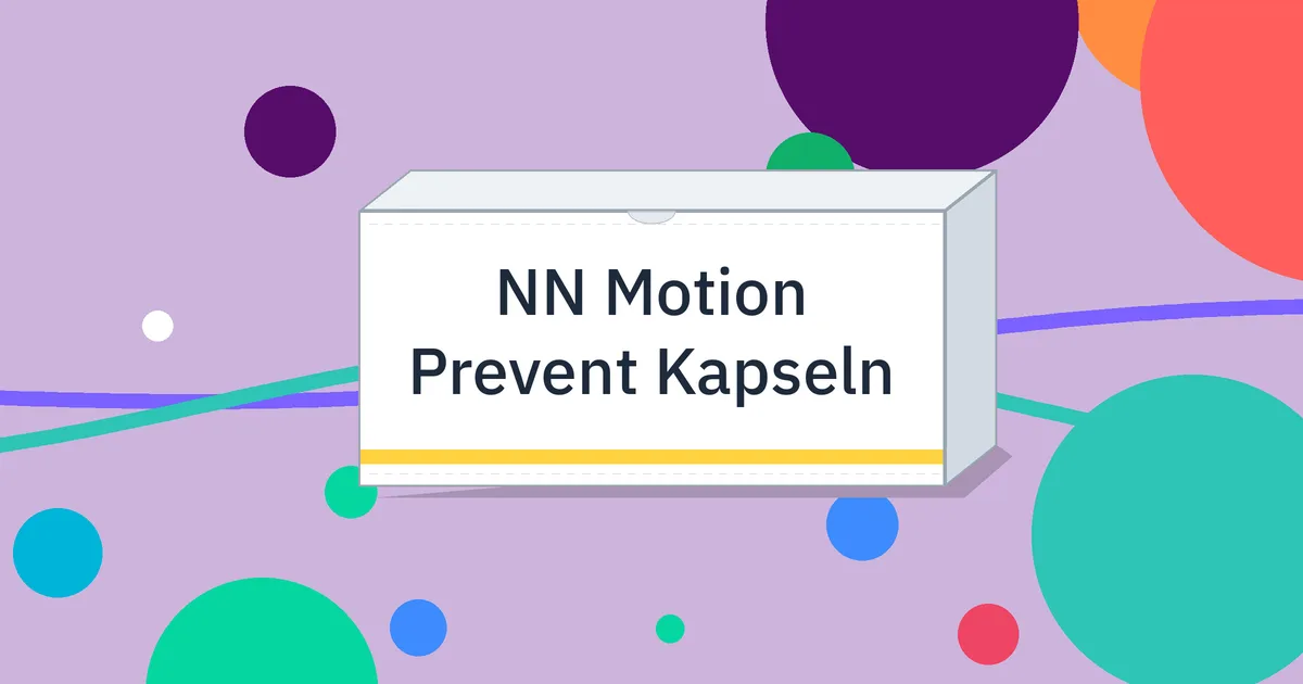 Symbolbild: Packung mit der Aufschrift NN Motion Prevent Kapseln (PZN 19904098) – Verfügbarkeit und Bezug in Apotheken in Frankfurt am Main