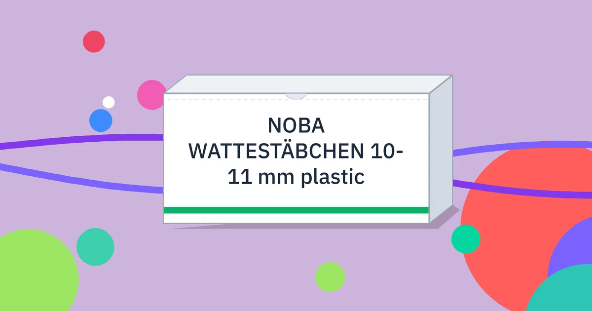Symbolbild: Packung mit der Aufschrift NOBA WATTESTÄBCHEN 10-11 mm plastic (PZN 05508513) – Verfügbarkeit und Bezug in Apotheken in Frankfurt am Main