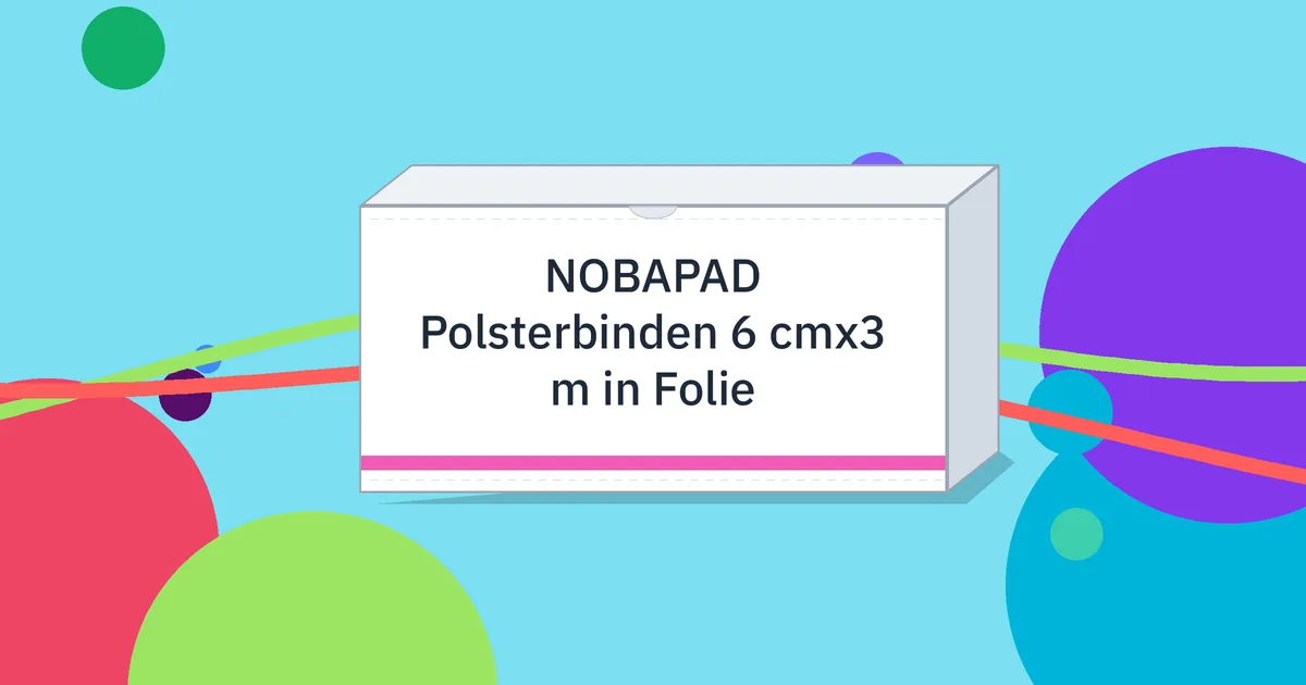 Symbolbild: Packung mit der Aufschrift NOBAPAD Polsterbinden 6 cmx3 m in Folie (PZN 16029342) – Verfügbarkeit und Bezug in Apotheken in Frankfurt am Main