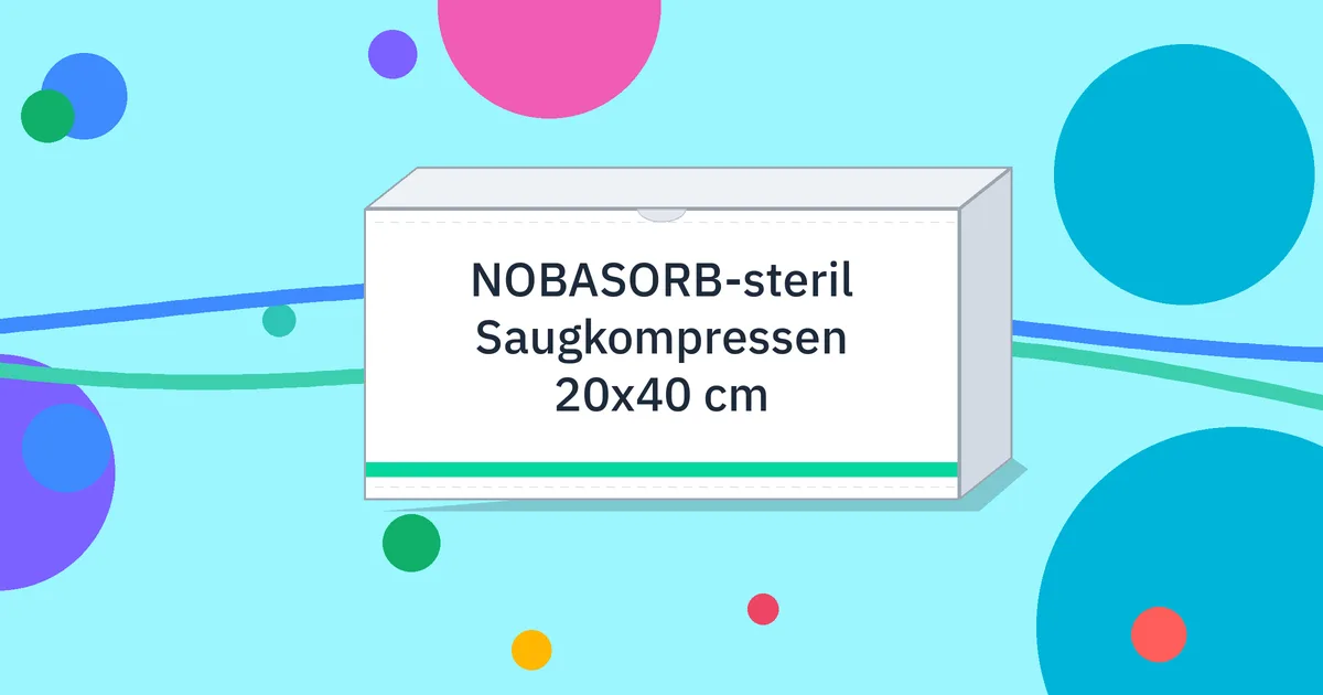 Symbolbild: Packung mit der Aufschrift NOBASORB-steril Saugkompressen 20x40 cm (PZN 11606088) – Verfügbarkeit und Bezug in Apotheken in Frankfurt am Main
