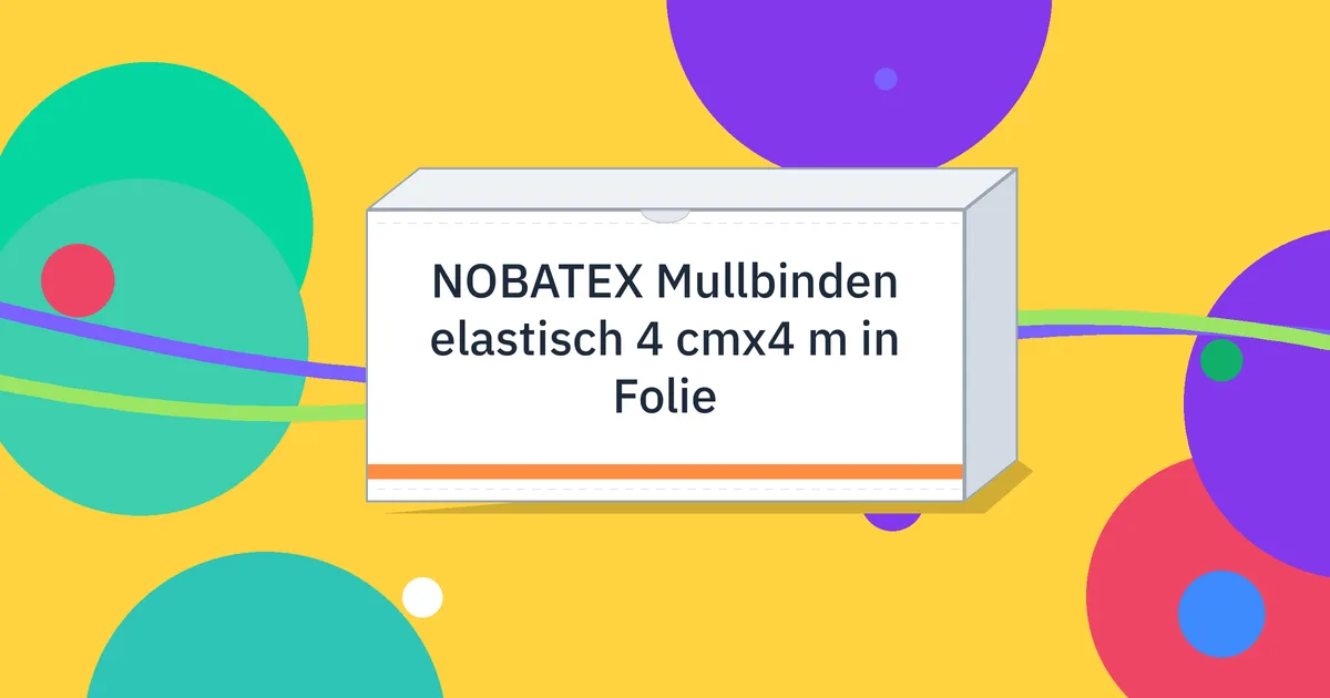 Symbolbild: Packung mit der Aufschrift NOBATEX Mullbinden elastisch 4 cmx4 m in Folie (PZN 07094895) – Verfügbarkeit und Bezug in Apotheken in Frankfurt am Main