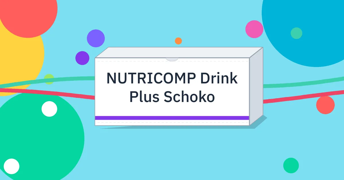 Symbolbild: Packung mit der Aufschrift NUTRICOMP Drink Plus Schoko (PZN 11128482) – Verfügbarkeit und Bezug in Apotheken in Frankfurt am Main
