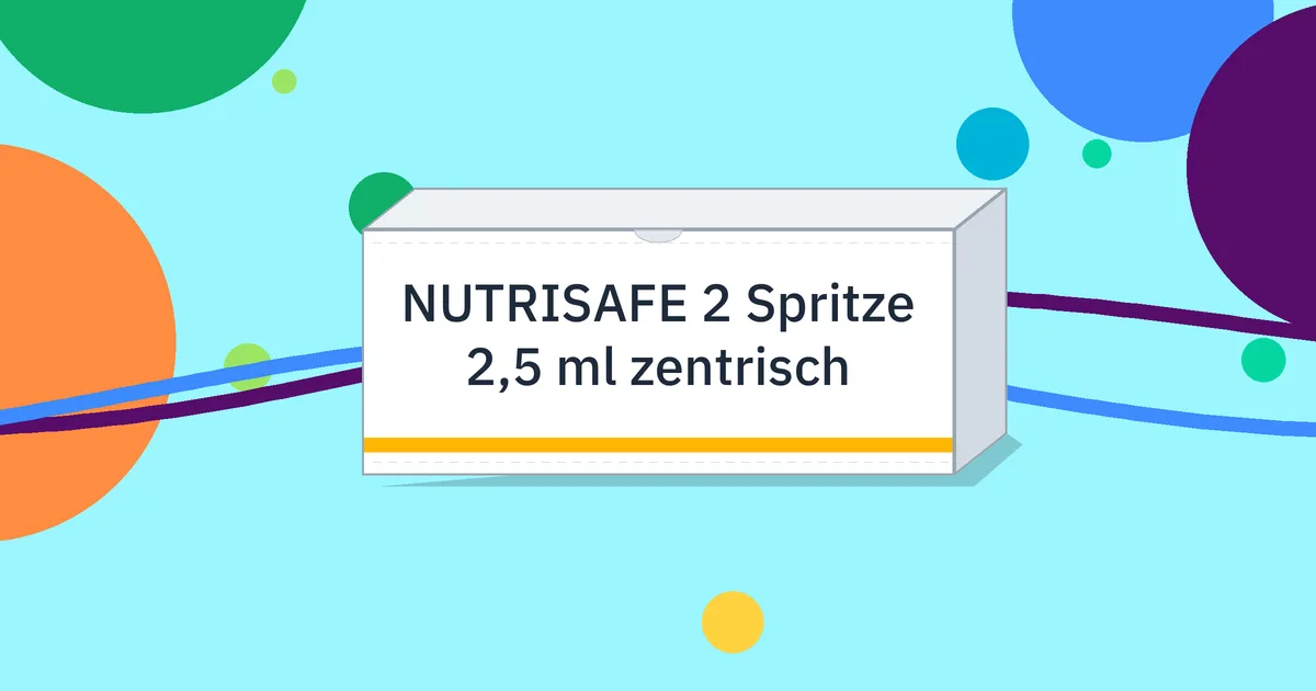 Symbolbild: Packung mit der Aufschrift NUTRISAFE 2 Spritze 2,5 ml zentrisch (PZN 18472604) – Verfügbarkeit und Bezug in Apotheken in Frankfurt am Main