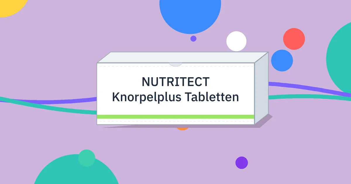 Symbolbild: Packung mit der Aufschrift NUTRITECT Knorpelplus Tabletten (PZN 02682736) – Verfügbarkeit und Bezug in Apotheken in Frankfurt am Main