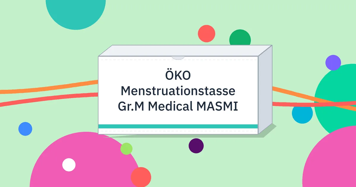 Symbolbild: Packung mit der Aufschrift ÖKO Menstruationstasse Gr.M Medical MASMI (PZN 12534250) – Verfügbarkeit und Bezug in Apotheken in Frankfurt am Main