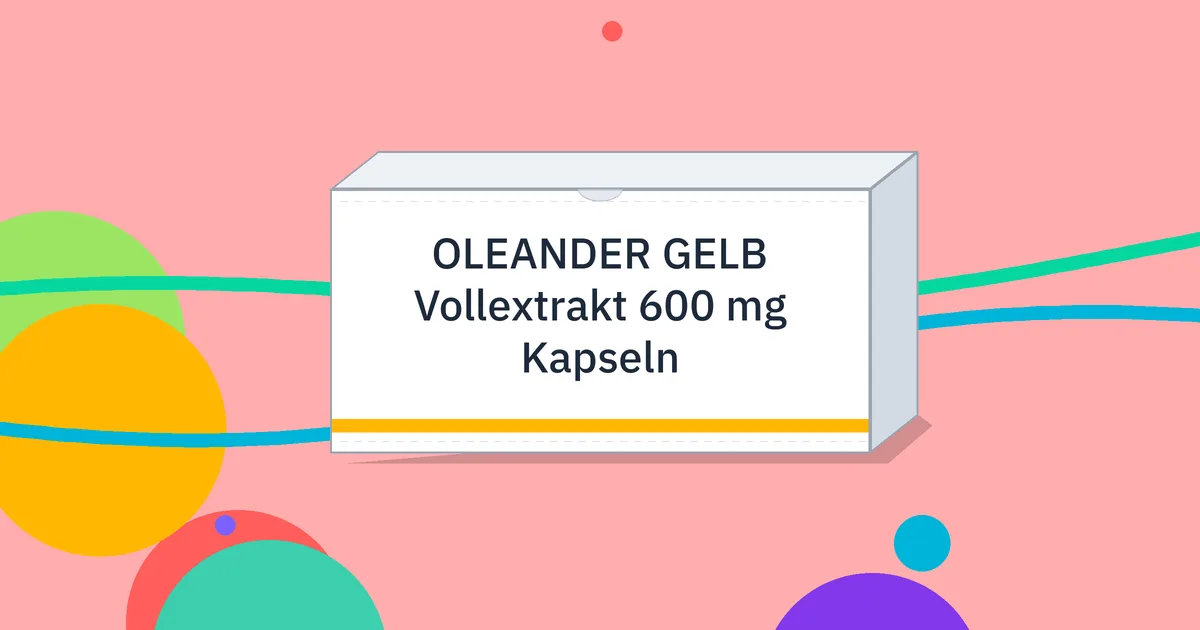 Symbolbild: Packung mit der Aufschrift OLEANDER GELB Vollextrakt 600 mg Kapseln (PZN 12742020) – Verfügbarkeit und Bezug in Apotheken in Frankfurt am Main