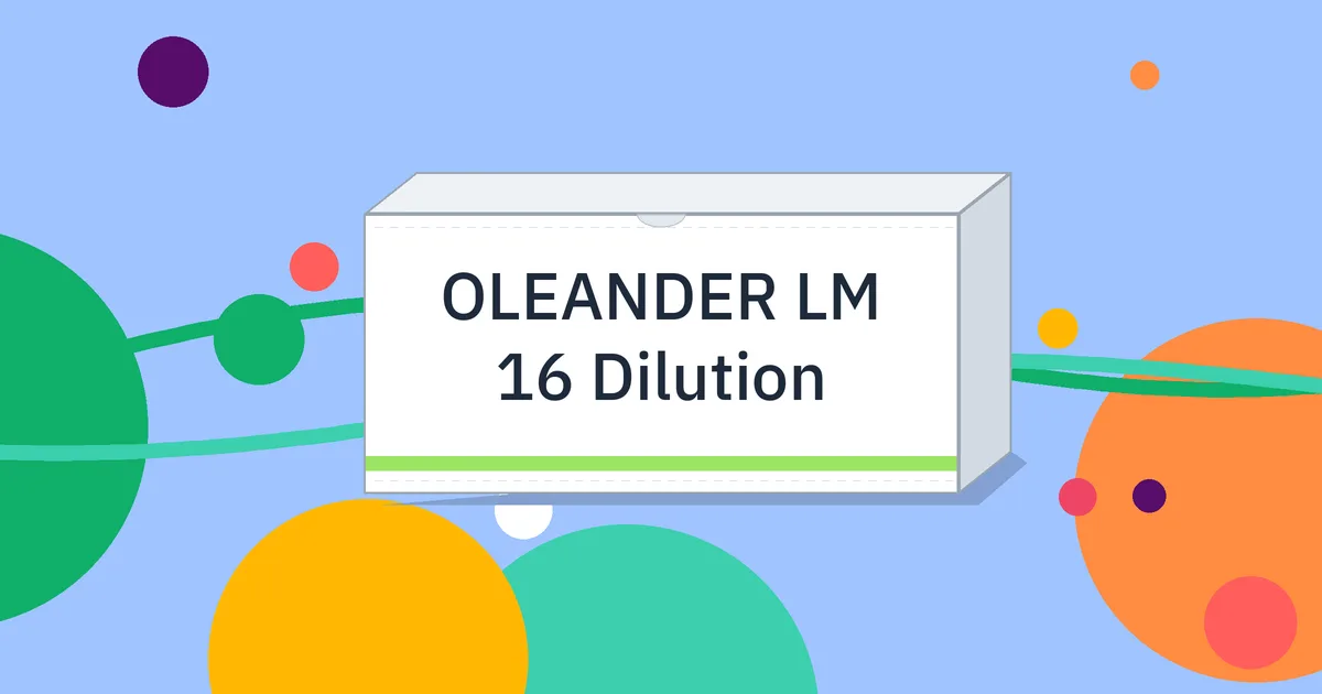 Symbolbild: Packung mit der Aufschrift OLEANDER LM 16 Dilution (PZN 12971252) – Verfügbarkeit und Bezug in Apotheken in Frankfurt am Main