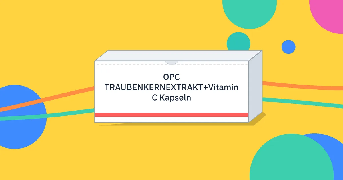 Symbolbild: Packung mit der Aufschrift OPC TRAUBENKERNEXTRAKT+Vitamin C Kapseln (PZN 18447641) – Verfügbarkeit und Bezug in Apotheken in Frankfurt am Main