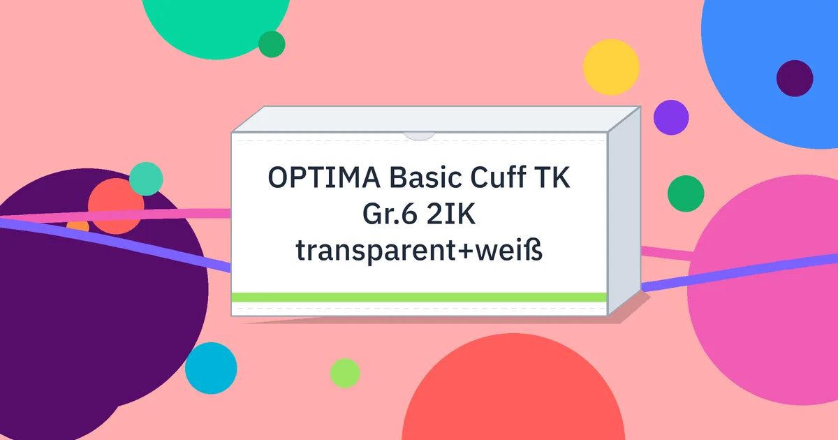 Symbolbild: Packung mit der Aufschrift OPTIMA Basic Cuff TK Gr.6 2IK transparent+weiß (PZN 10287741) – Verfügbarkeit und Bezug in Apotheken in Frankfurt am Main