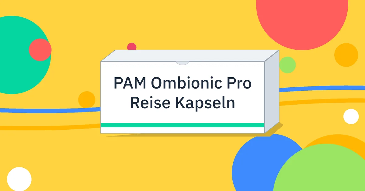 Symbolbild: Packung mit der Aufschrift PAM Ombionic Pro Reise Kapseln (PZN 20652673) – Verfügbarkeit und Bezug in Apotheken in Frankfurt am Main